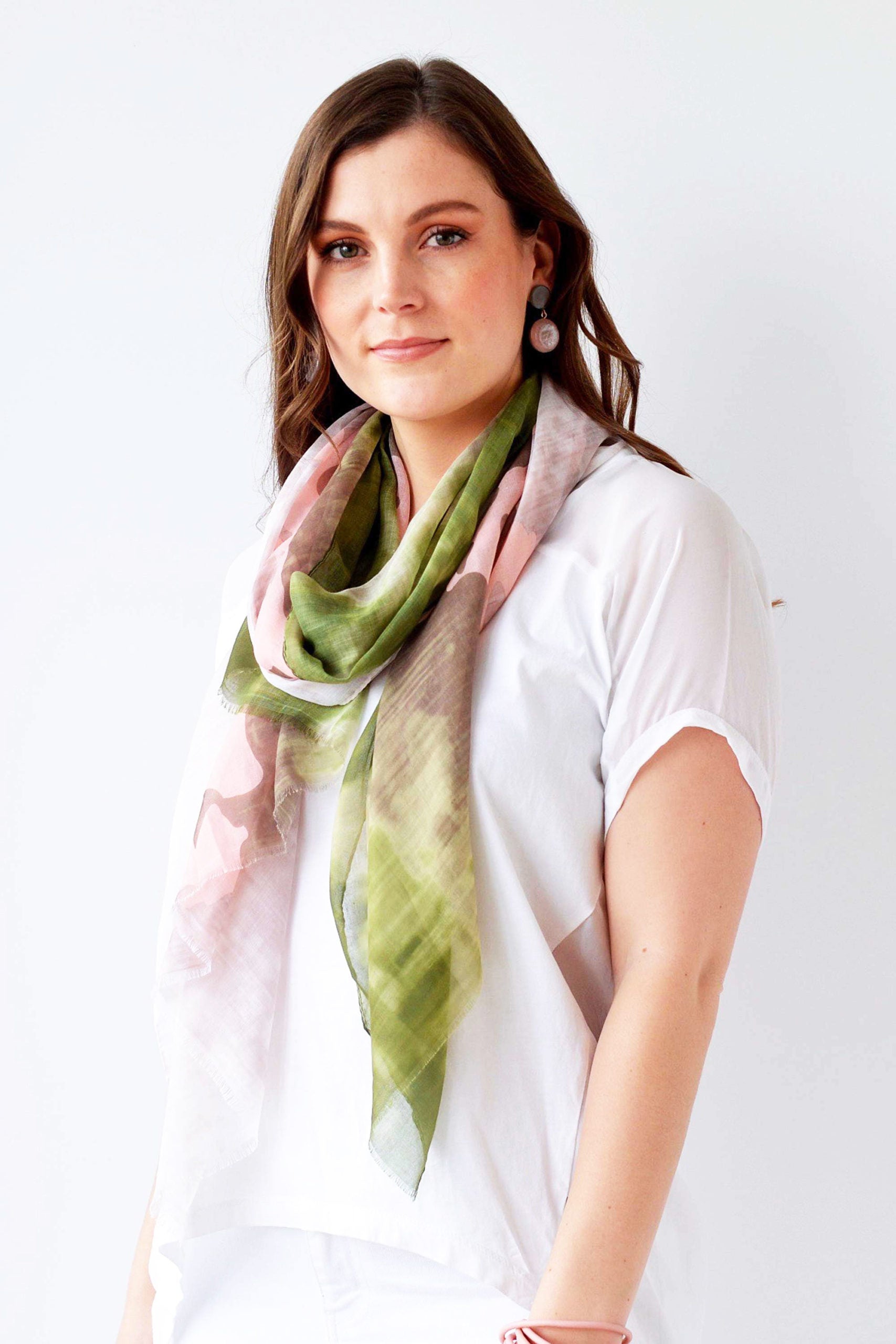 DIGITAL PRINT WATER WAVE SCARF - LIME/PEACH/TAUPE – Foxy Home